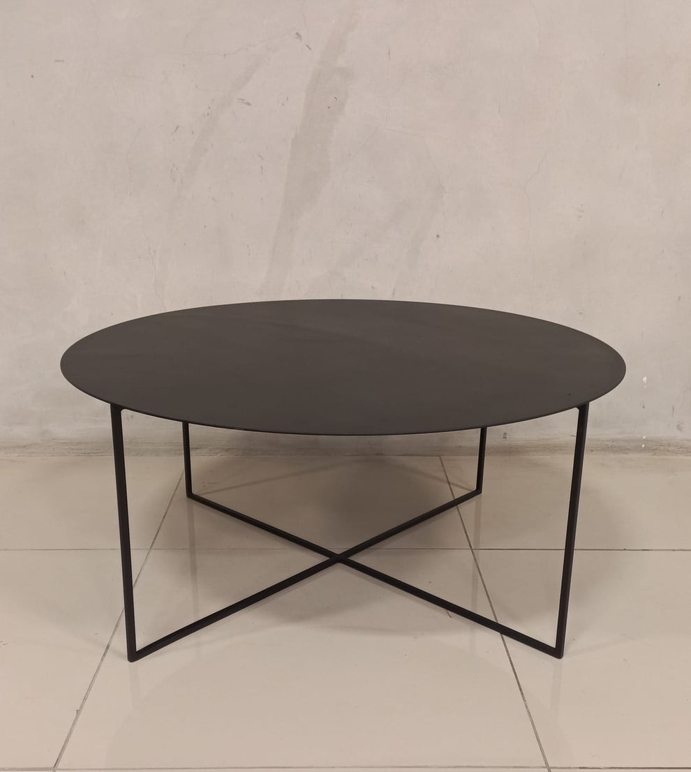 Rodi Black Steel Coffee Table - Modern Round Epoxy-Coated Steel Table – Bellville Furniture